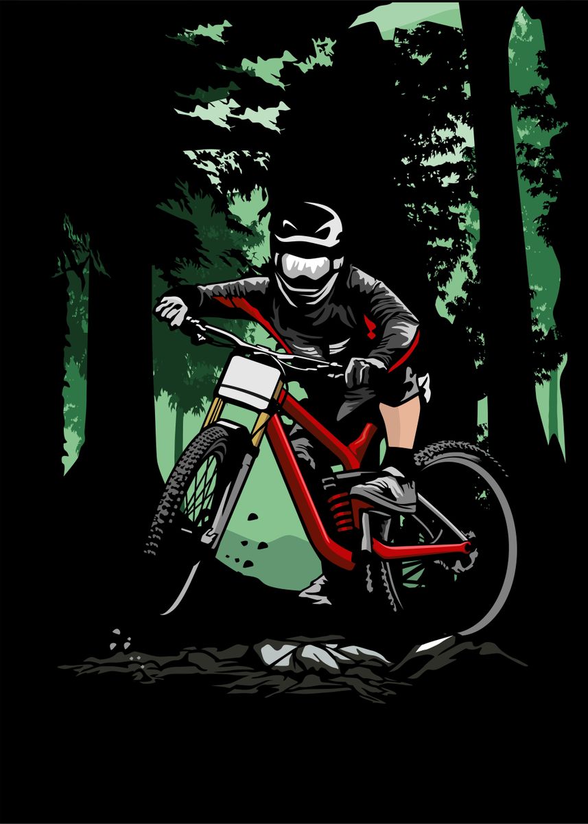 'mtb riderdesign vector art' Poster, picture, metal print, paint by ...