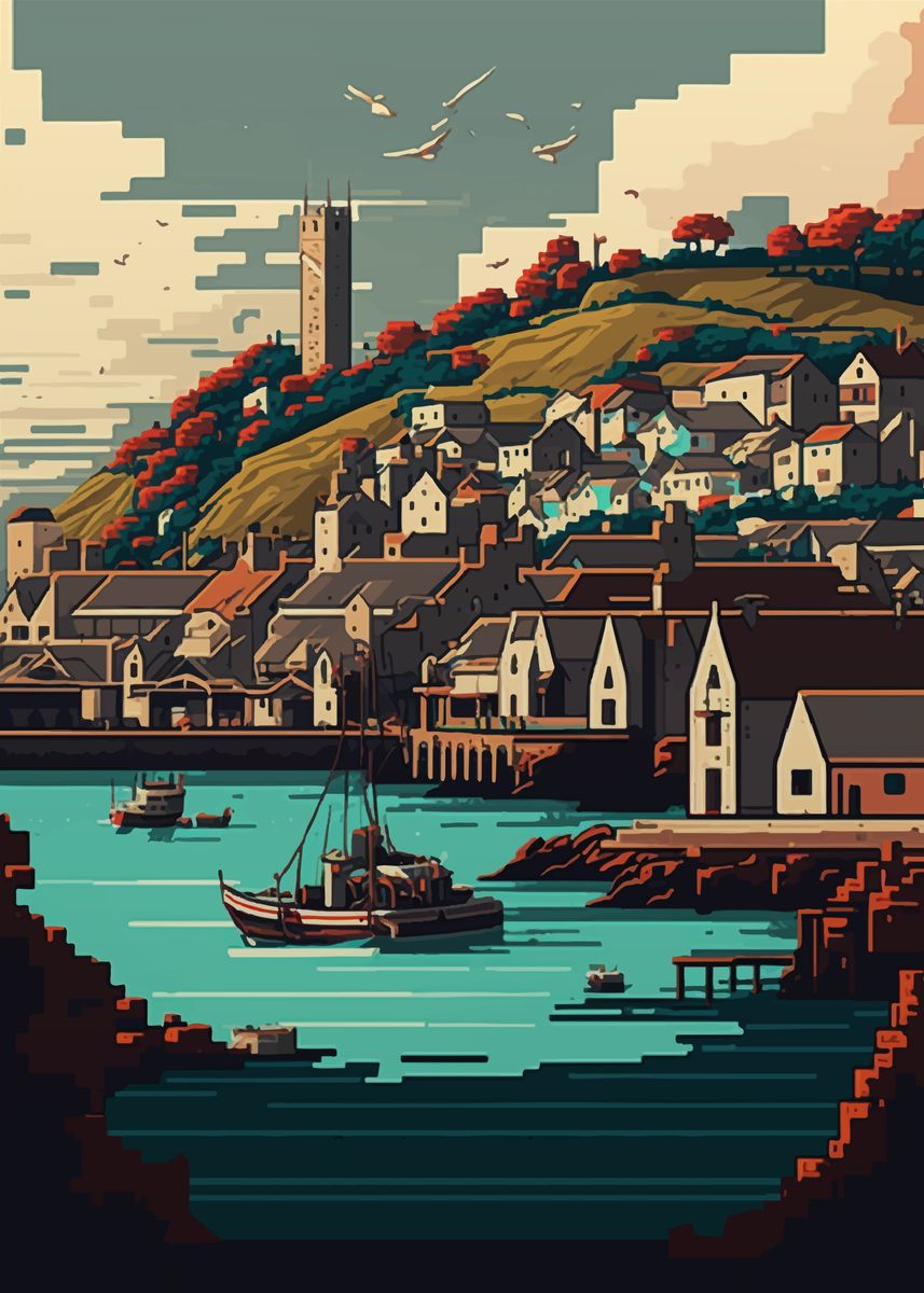 'Cornwall Pixel Art' Poster, picture, metal print, paint by M Art ...