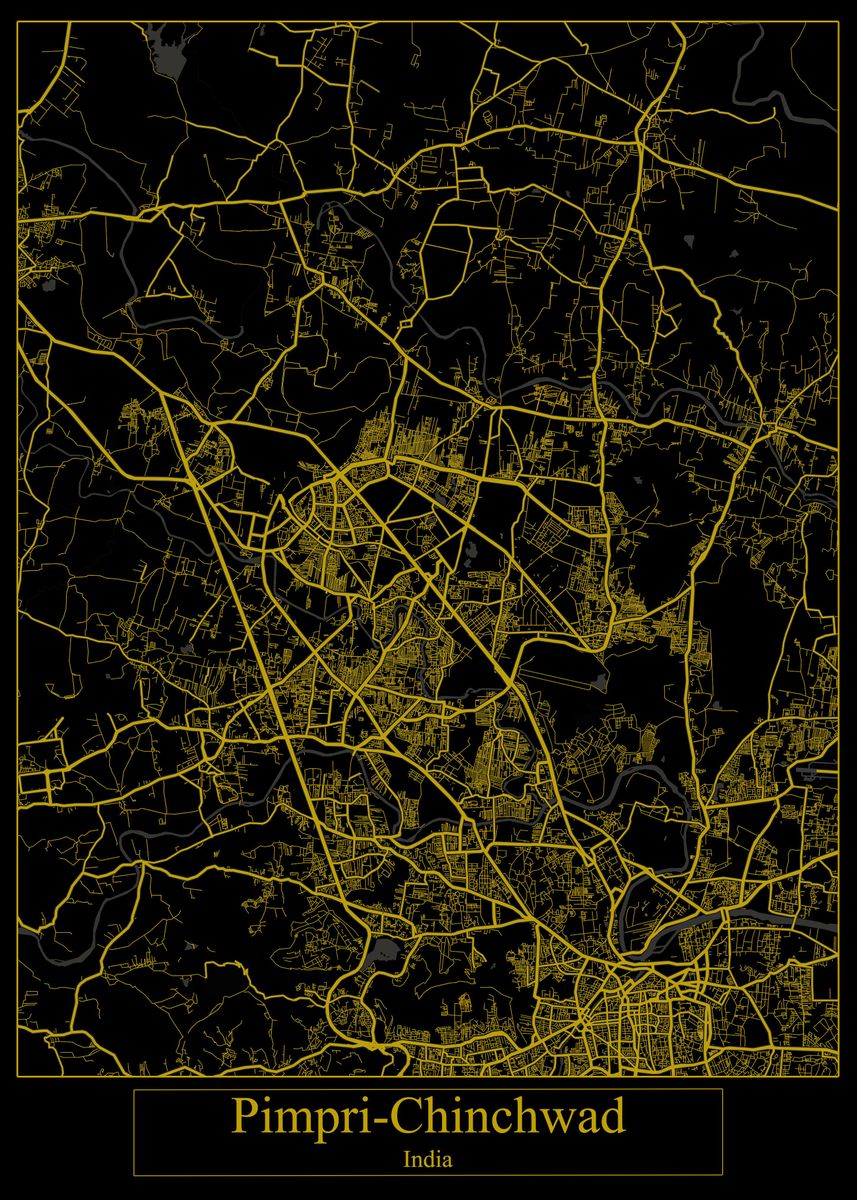 'Pimpri Chinchwad India Map' Poster, picture, metal print, paint by ...
