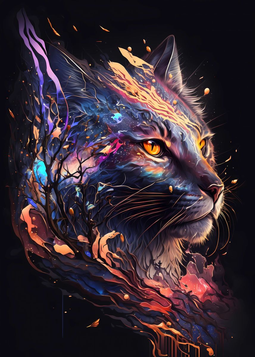 'Lynx' Poster, picture, metal print, paint by Teddy Studio | Displate