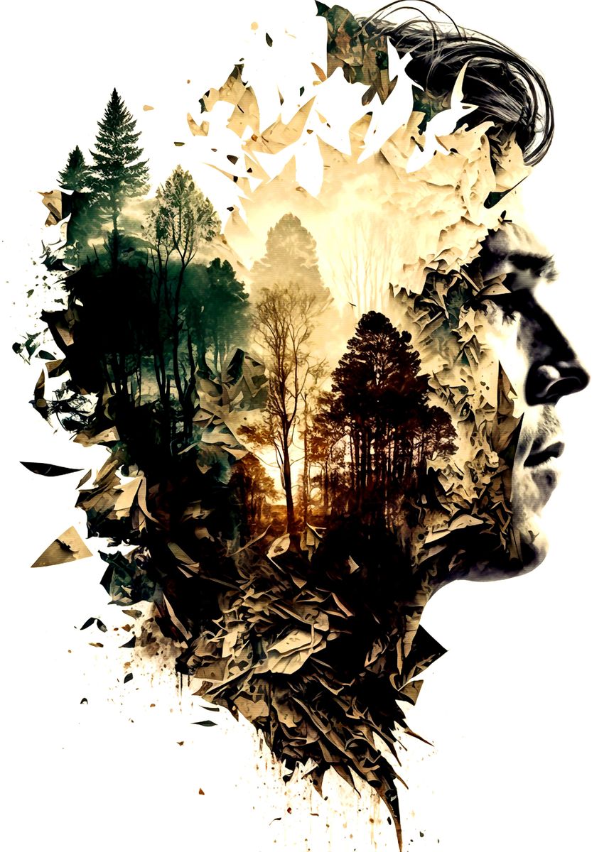 'Landscape in man face' Poster, picture, metal print, paint by Dare ...