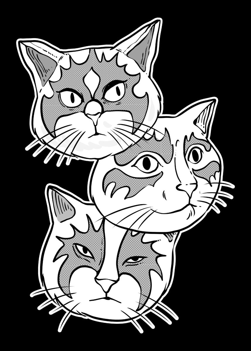 'Three Cats Cat Parent Gift' Poster, picture, metal print, paint by ...