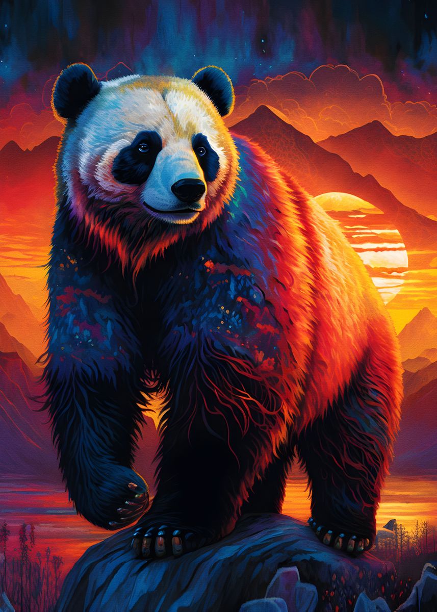 'panda' Poster, picture, metal print, paint by Muhammad Irsan | Displate