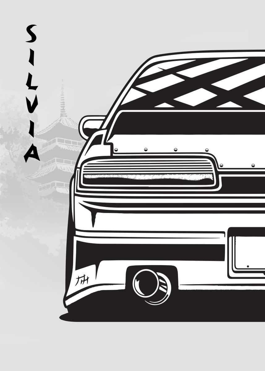 'Nissan Silvia ps13' Poster, picture, metal print, paint by artH | Displate