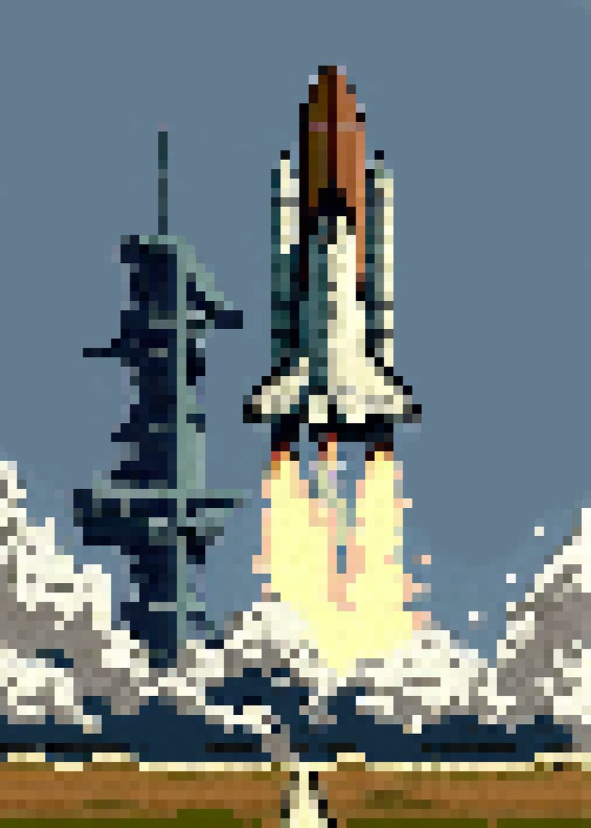 'Pixel space shuttle' Poster, picture, metal print, paint by Powerful ...