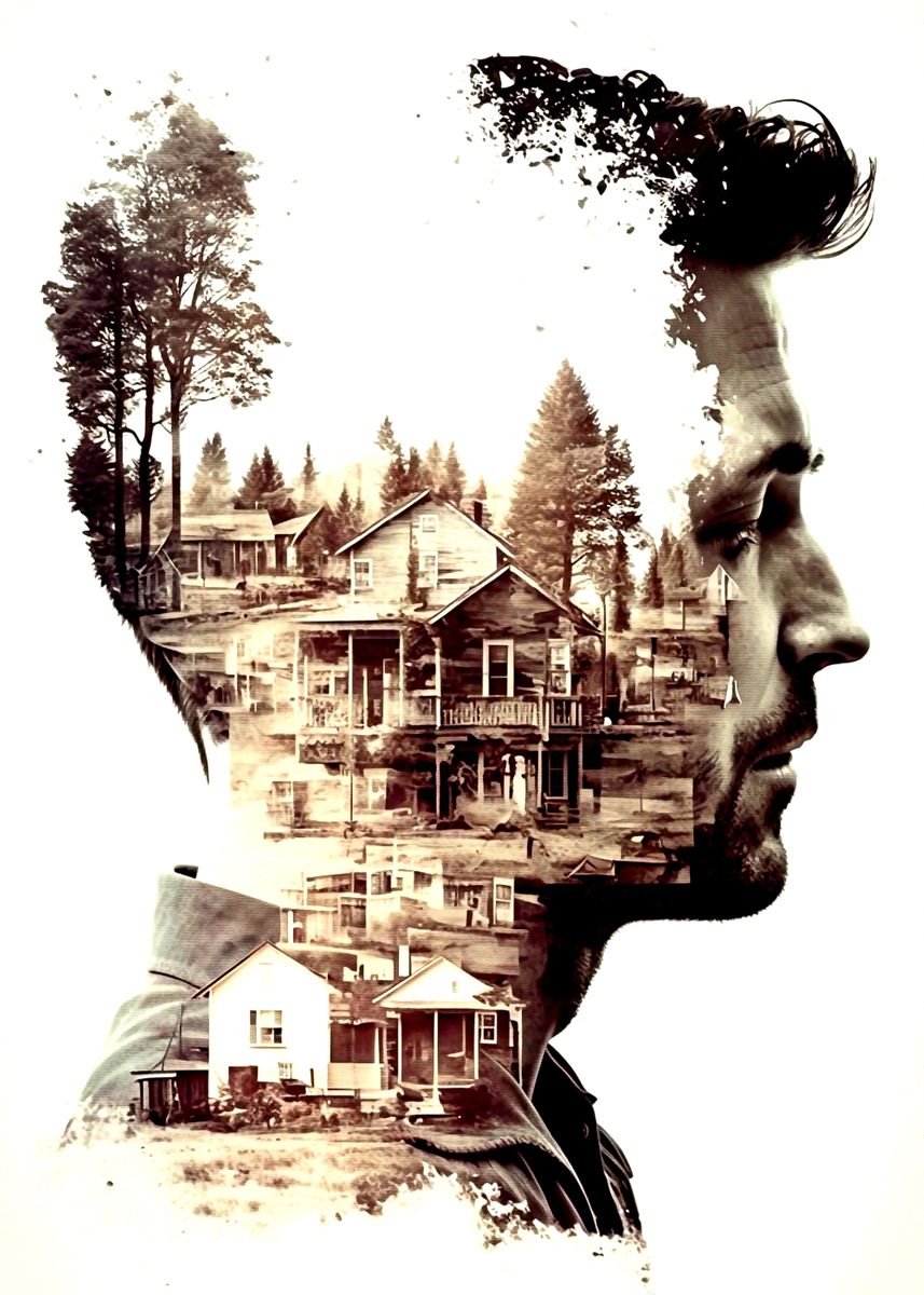 'Landscape in man face' Poster, picture, metal print, paint by Dare ...