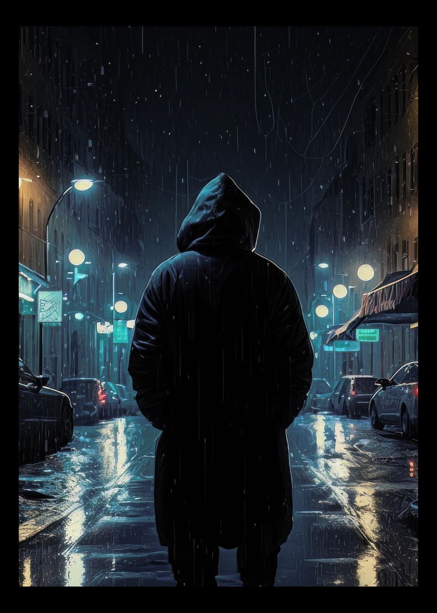 'Mysterious Man Alone in' Poster, picture, metal print, paint by ...