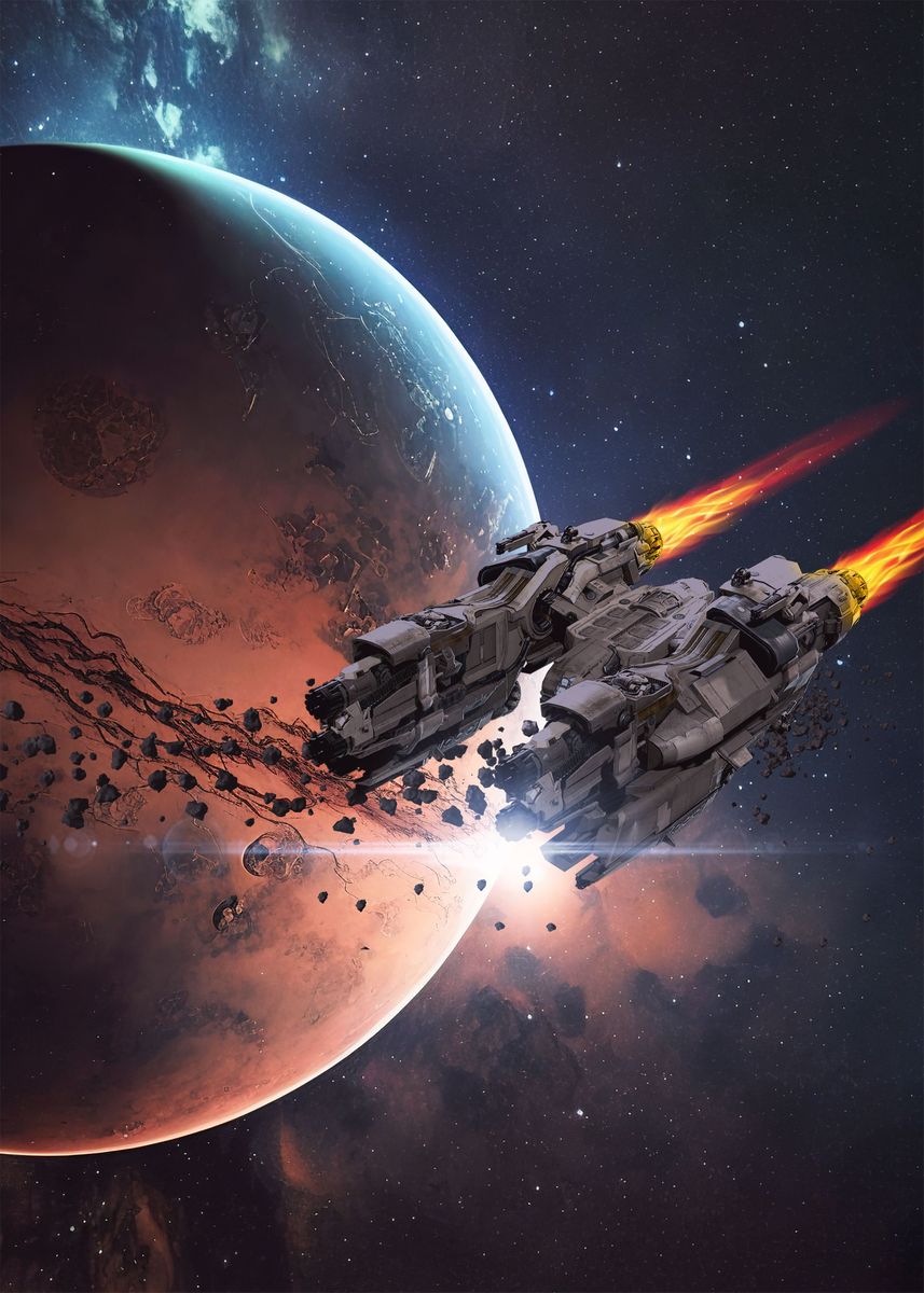 'Spaceship at space' Poster, picture, metal print, paint by Arturo Vivo ...