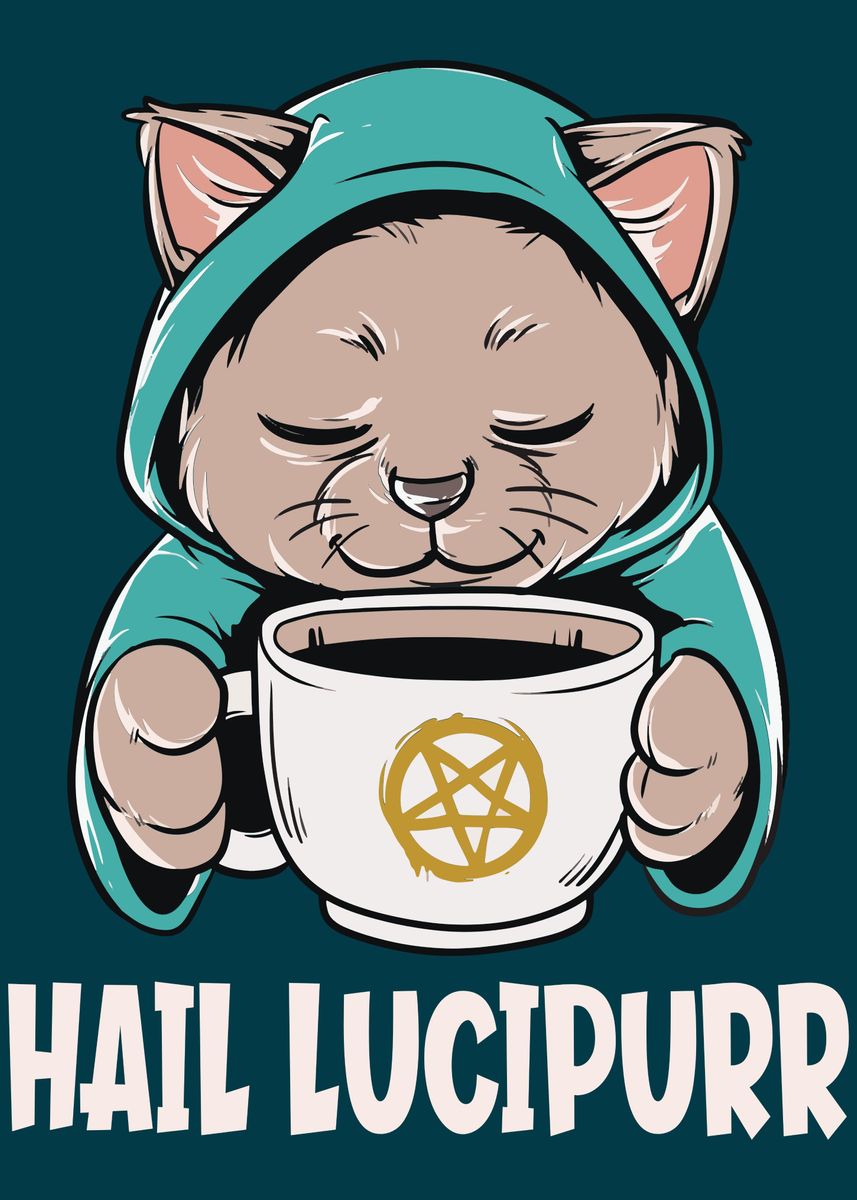 'Hail Lucipurr Satan Cat' Poster, picture, metal print, paint by ...