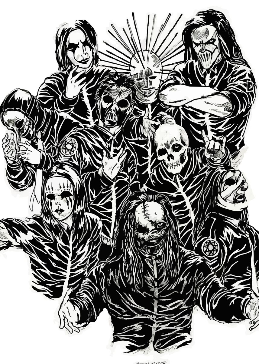 'Slipknot band' Poster, picture, metal print, paint by Nevaeh | Displate