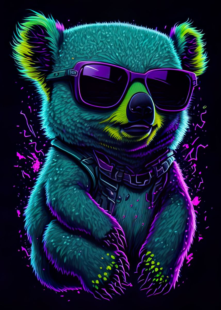 'Cute Whimsical Koala' Poster, picture, metal print, paint by Haru Udu | Displate