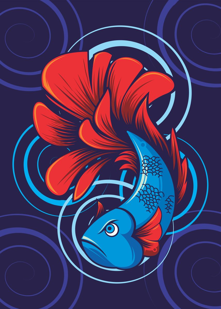 'SIAMESE FIGHTING FISH' Poster, picture, metal print, paint by Taufan ...