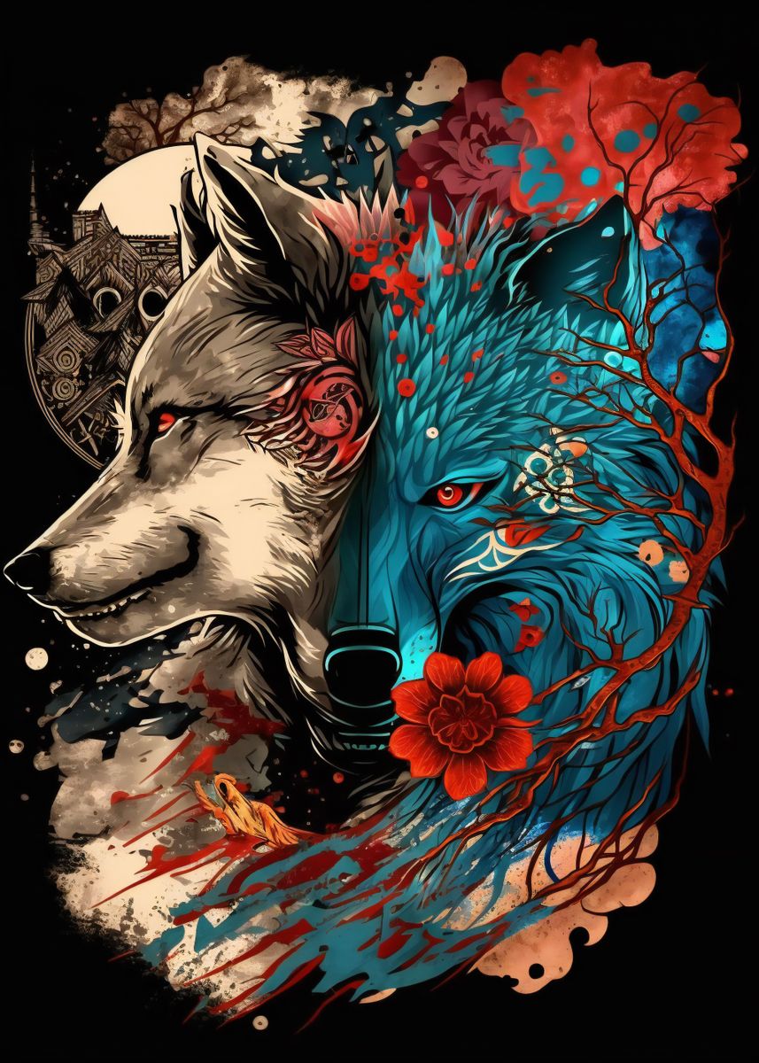 'Psychedelic Wolf' Poster, picture, metal print, paint by Powerful ...