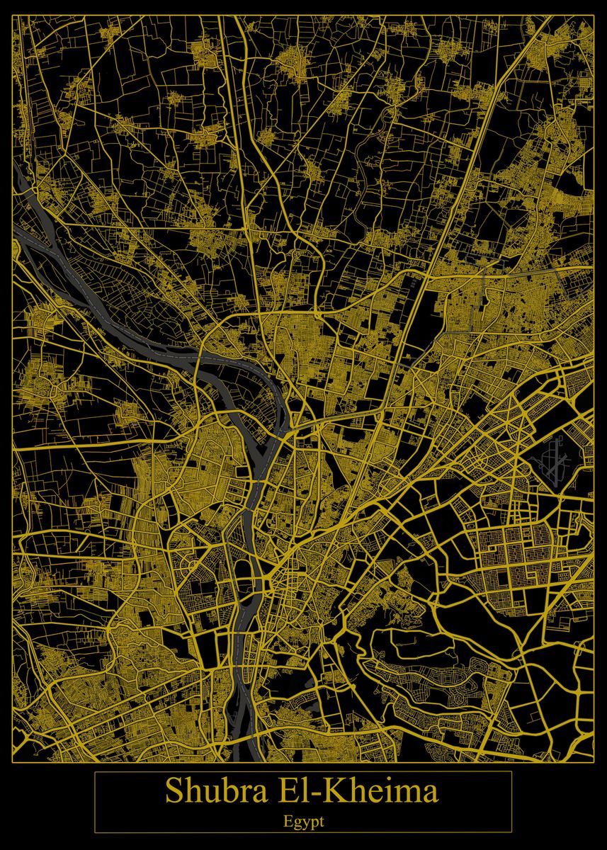 'Shubra El Kheima Egypt Map' Poster, picture, metal print, paint by ...