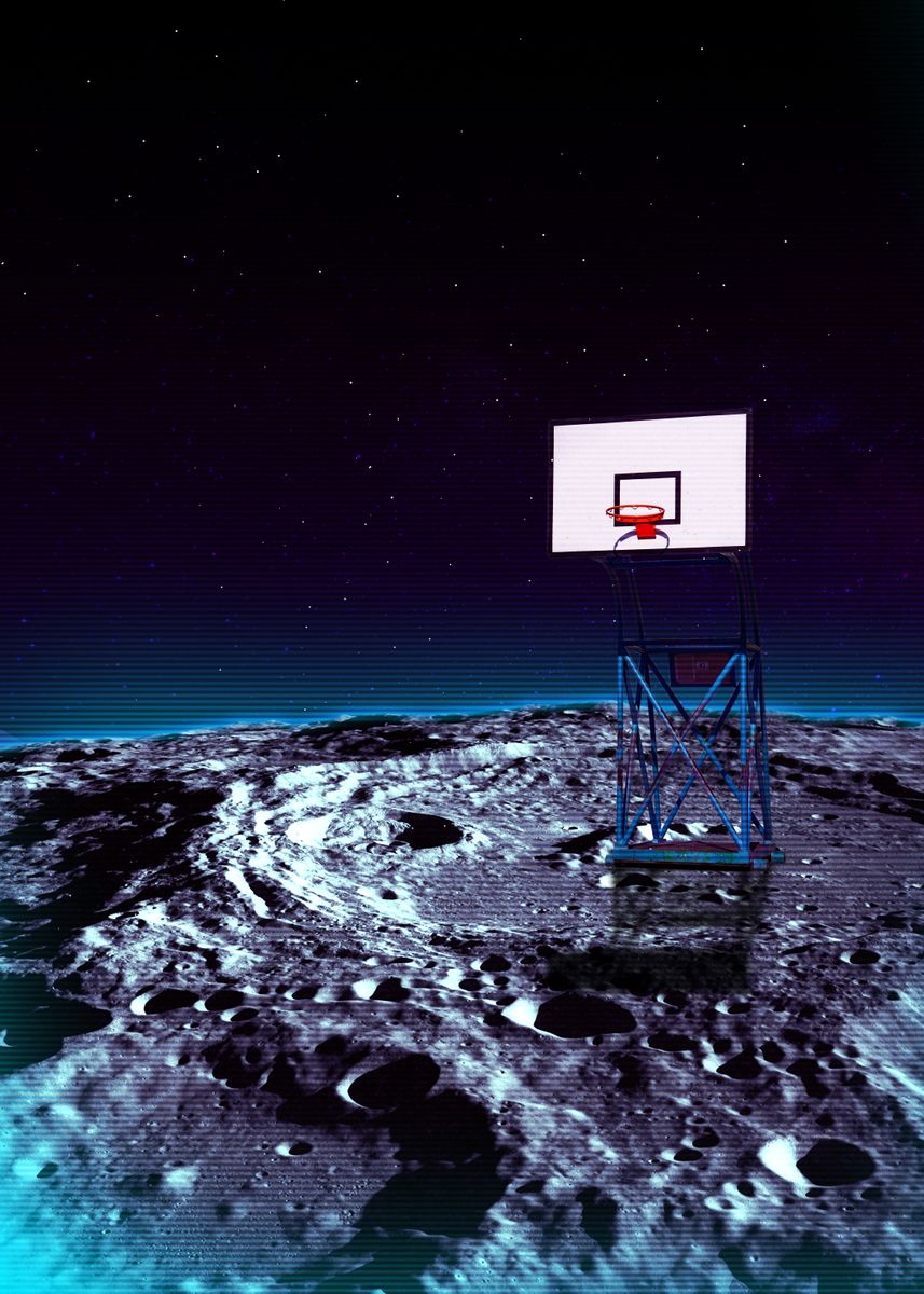 'basket moon' Poster, picture, metal print, paint by INSPIRE COLLECTION ...