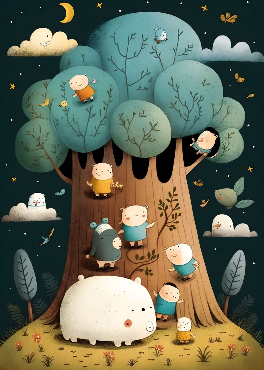 'Friends of the Forest' Poster, picture, metal print, paint by Marcelo ...