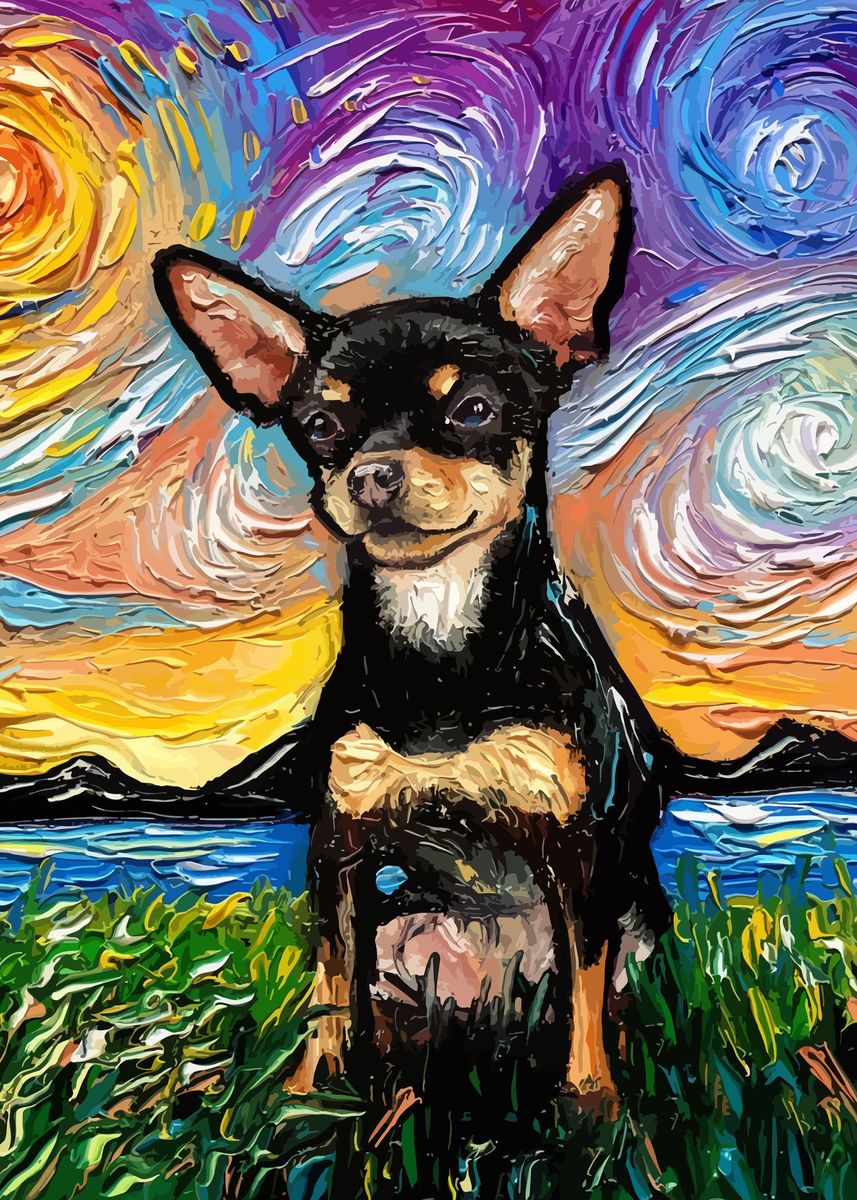 'Dog Starry Night Van Gogh' Poster, picture, metal print, paint by Wall ...