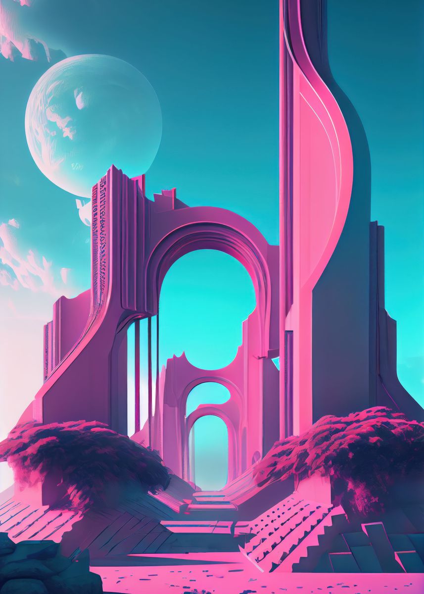 'Vaporwave Retro Vibes 4' Poster, picture, metal print, paint by ...