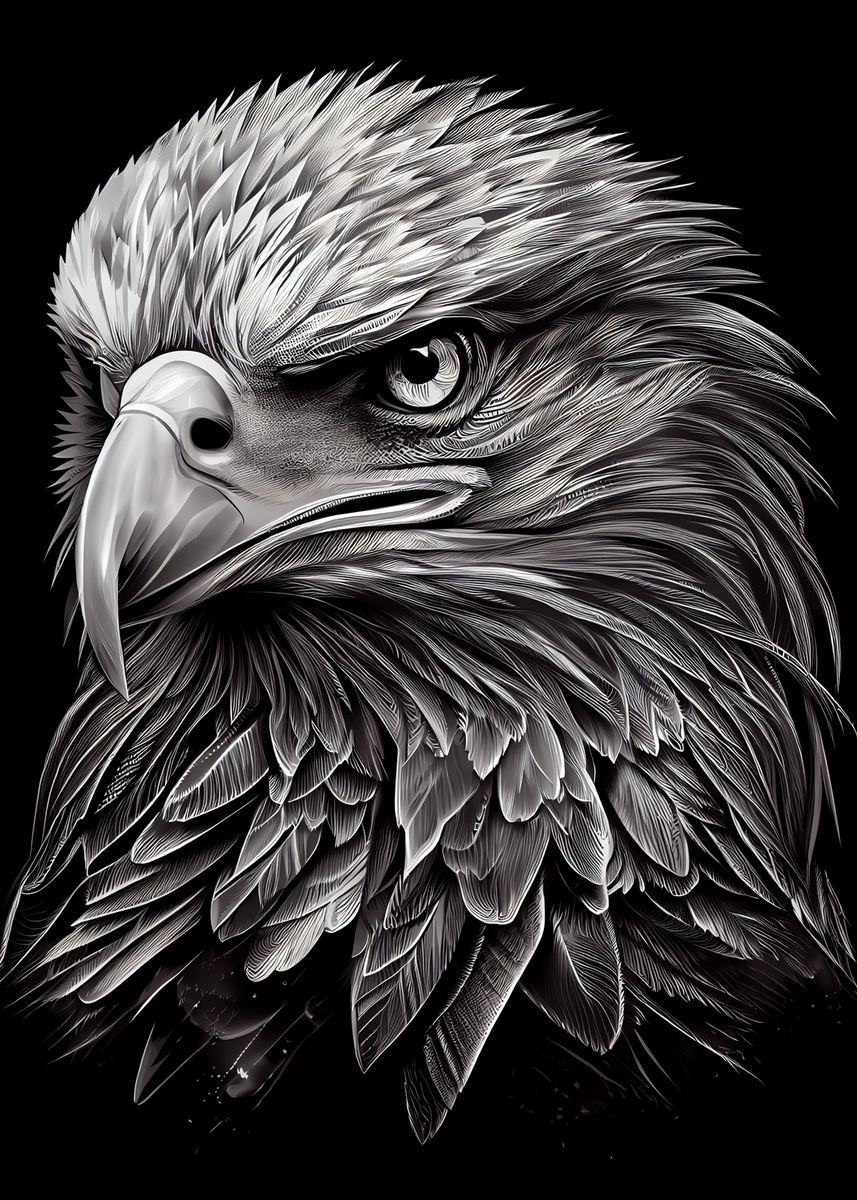 'Eagle Drawn' Poster, picture, metal print, paint by DecoyDesign | Displate