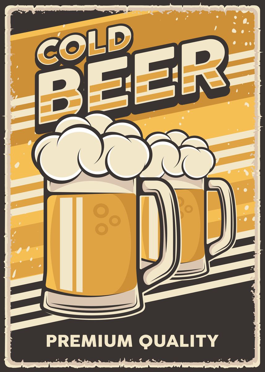 'Cold Beer Signage' Poster, picture, metal print, paint by Naso | Displate