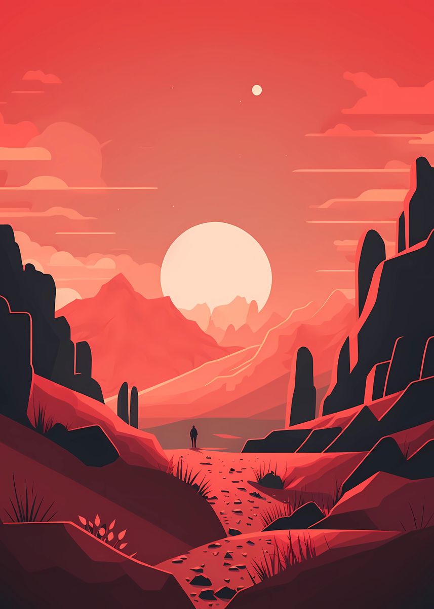 'Red Planet Landscape' Poster by Epsilite | Displate