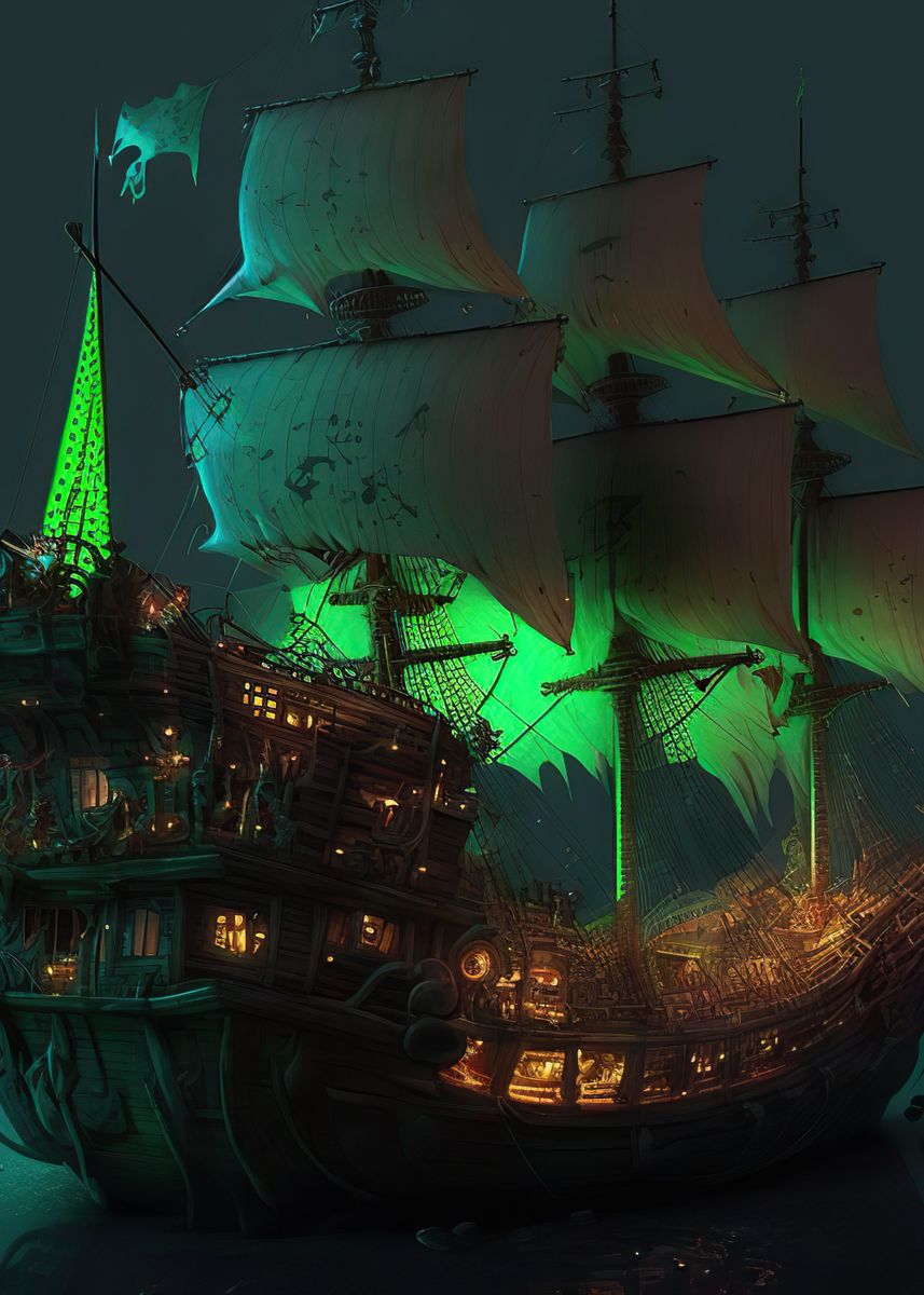 'Pirate Ship' Poster, picture, metal print, paint by Aron Sellers ...