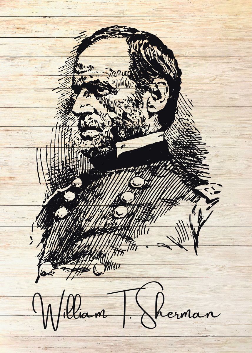 'William T Sherman' Poster, picture, metal print, paint by ENZOKEN ART ...