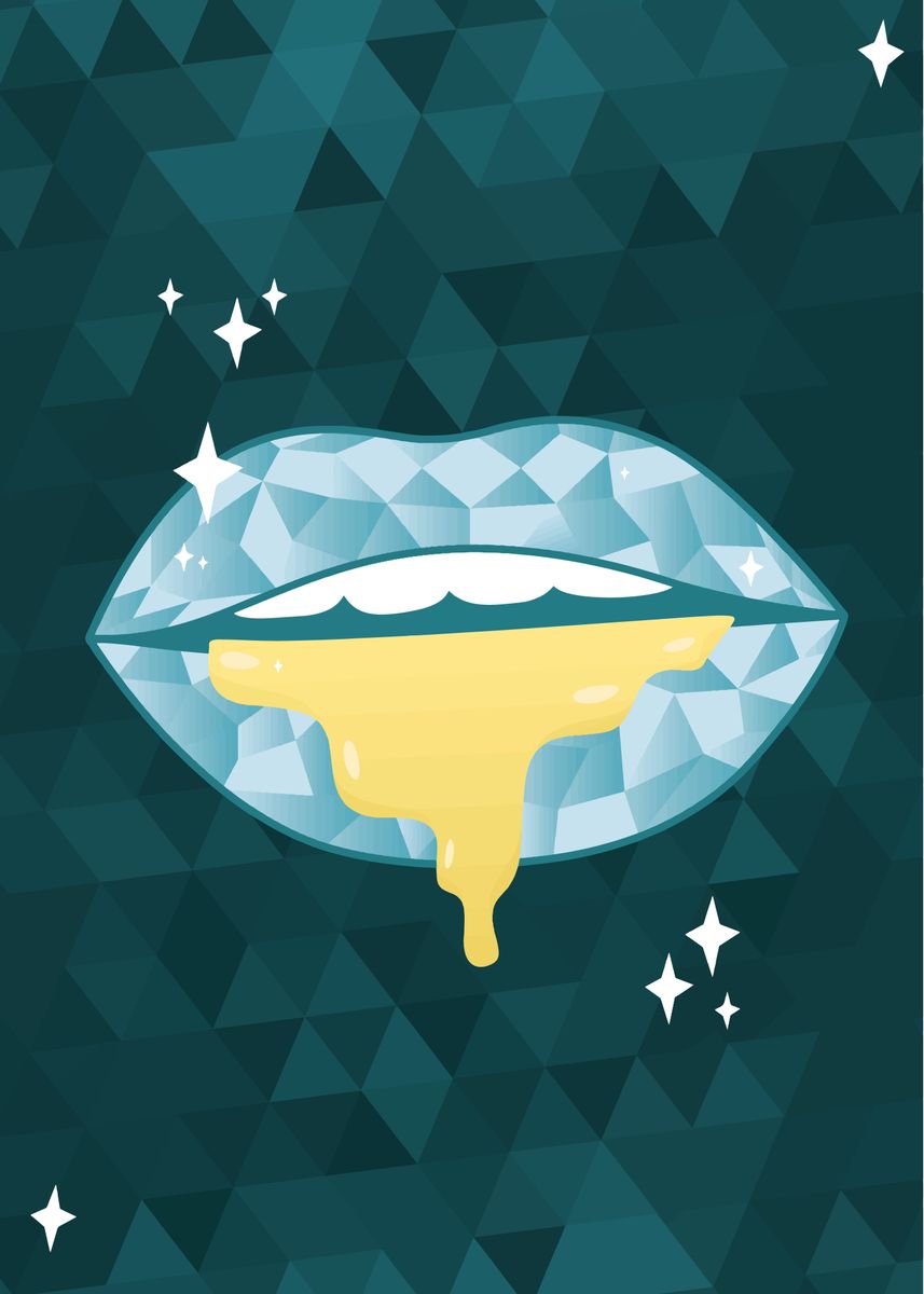 'Luxury Diamond Lips' Poster, picture, metal print, paint by ...
