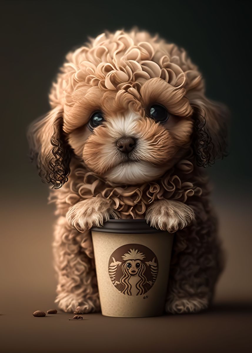 'puppy dog coffee' Poster, picture, metal print, paint by Marlie Cullen ...