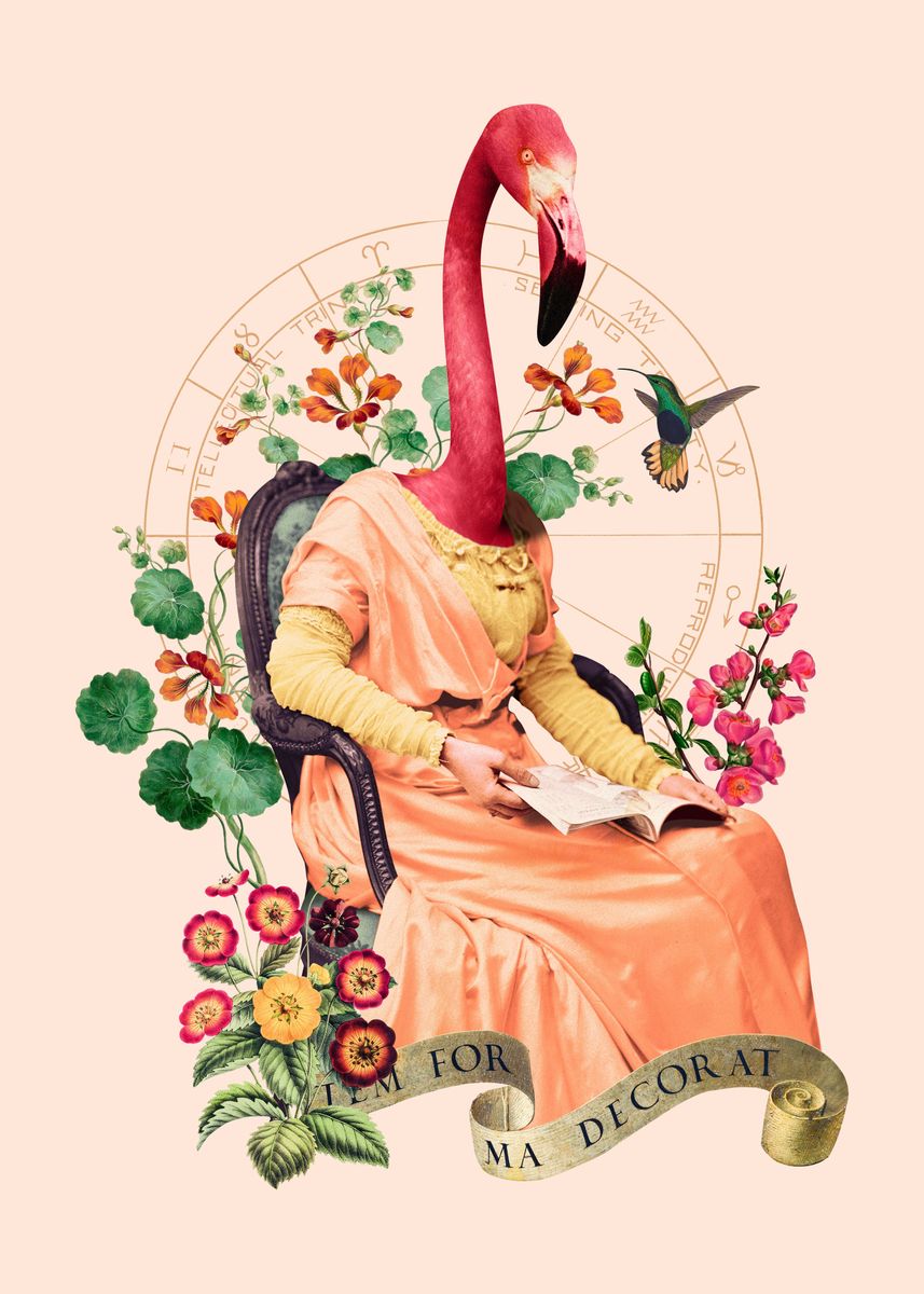 'Flamingo Reading ' Poster, picture, metal print, paint by Cool Worker ...