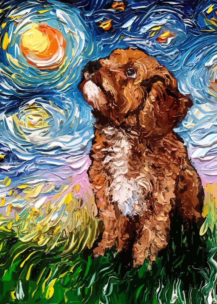 'Dog Starry Night Van Gogh' Poster by Wall Art | Displate