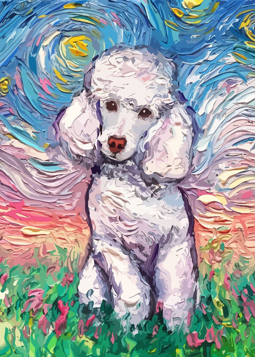 'Dog Starry Night Van Gogh' Poster by Funny Wall Art | Displate