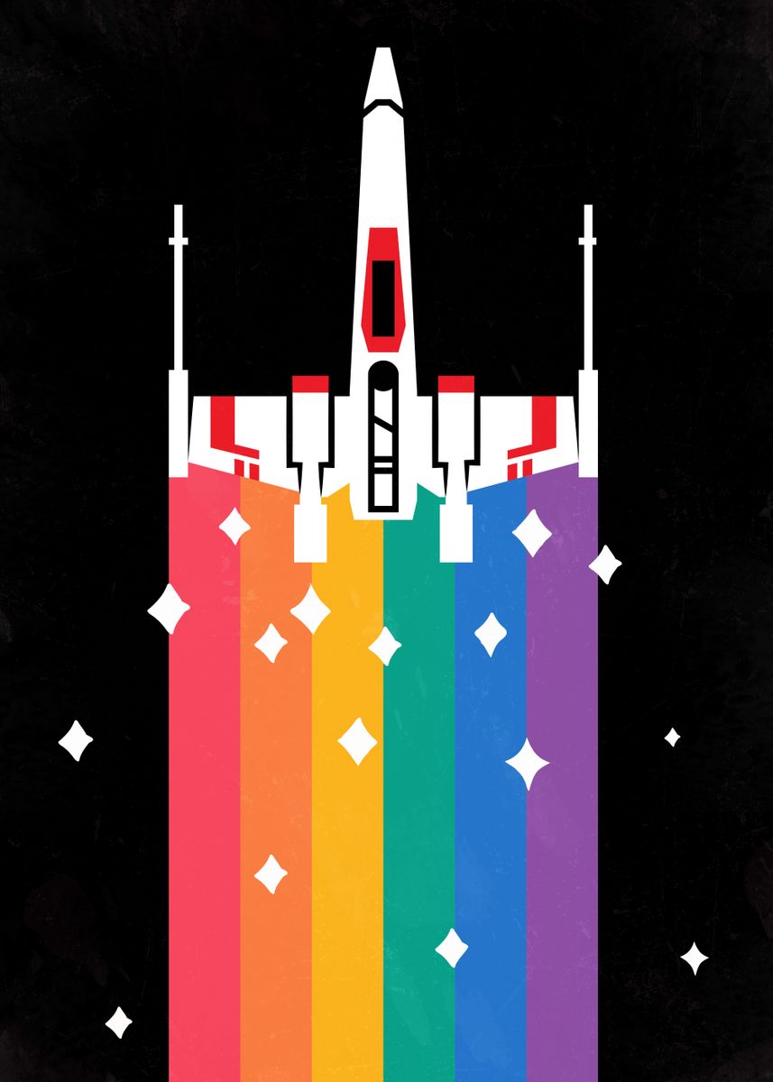 'Rainbow X-Wing' Poster, picture, metal print, paint by Star Wars ...