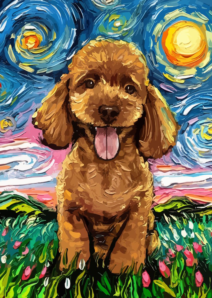 'Dog Starry Night Van Gogh' Poster, picture, metal print, paint by Wall ...