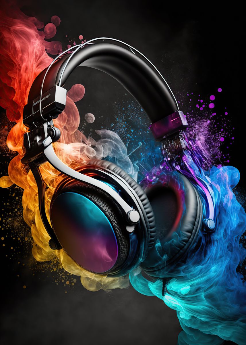 'Headphone' Poster, picture, metal print, paint by Rida Santos | Displate