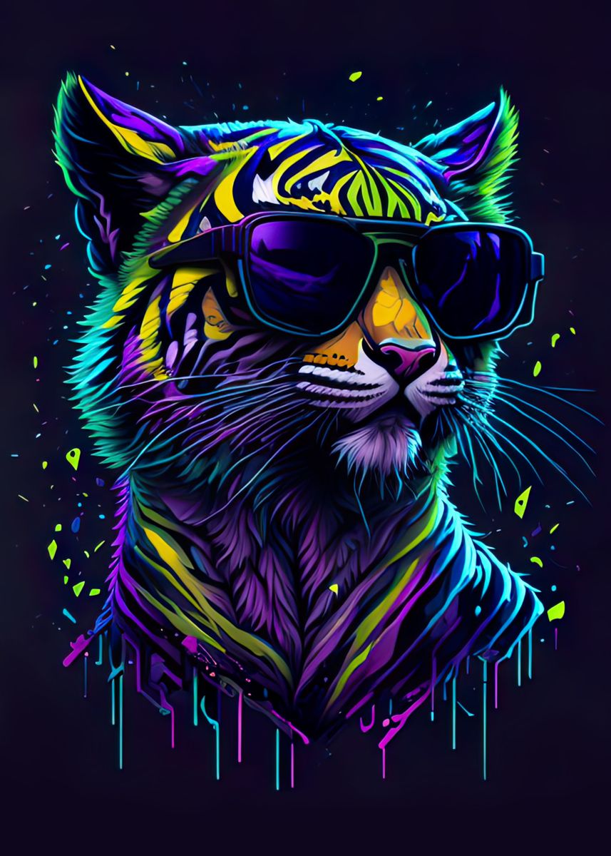 'Cute Whimsical Tiger' Poster, picture, metal print, paint by Haru Udu ...