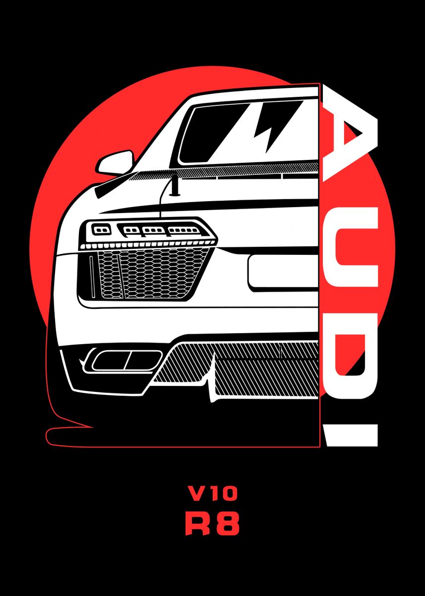 'Audi R8' Poster, picture, metal print, paint by Faissal Thomas | Displate