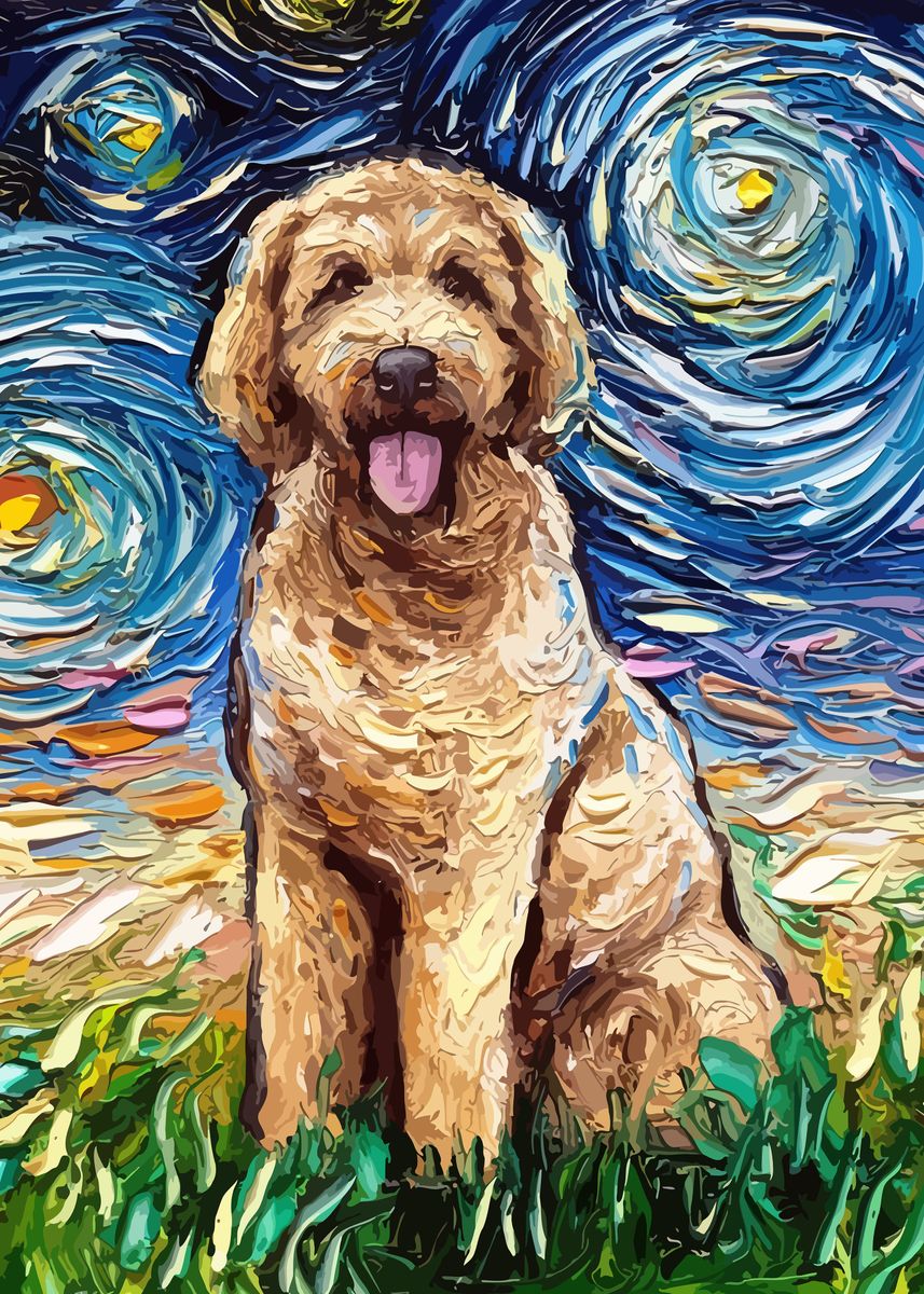 'Dog Starry Night Van Gogh' Poster, picture, metal print, paint by Wall ...