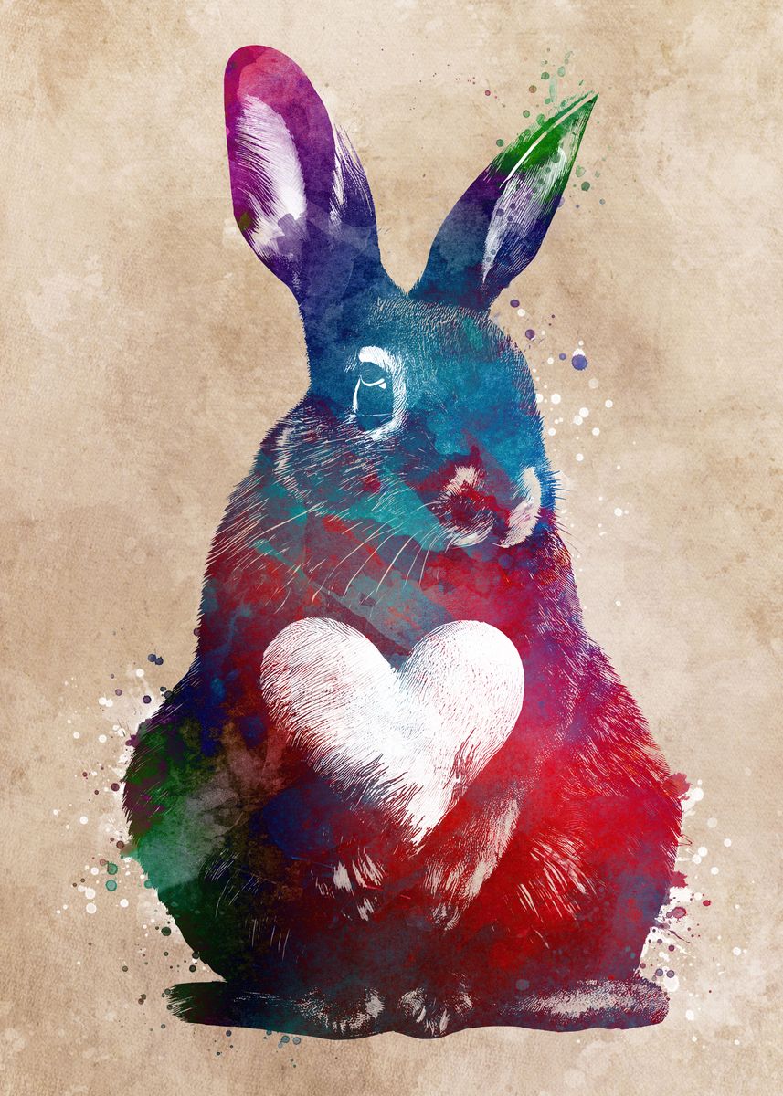 'Rabbit heart' Poster, picture, metal print, paint by JBJart Justyna ...