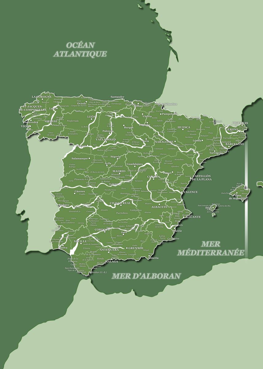 'Map of Spain : Green' Poster by Ghost | Displate