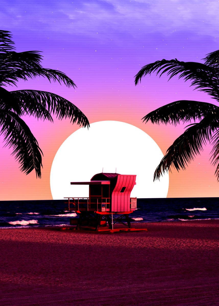 'beach sunset' Poster, picture, metal print, paint by INSPIRE ...