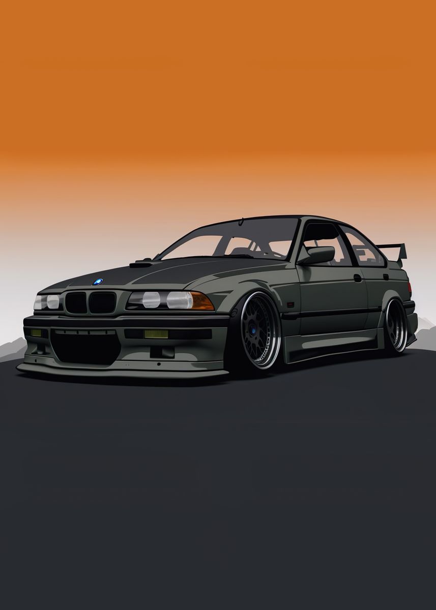 'BMW E36' Poster, picture, metal print, paint by Sebastian Uhrbrook ...