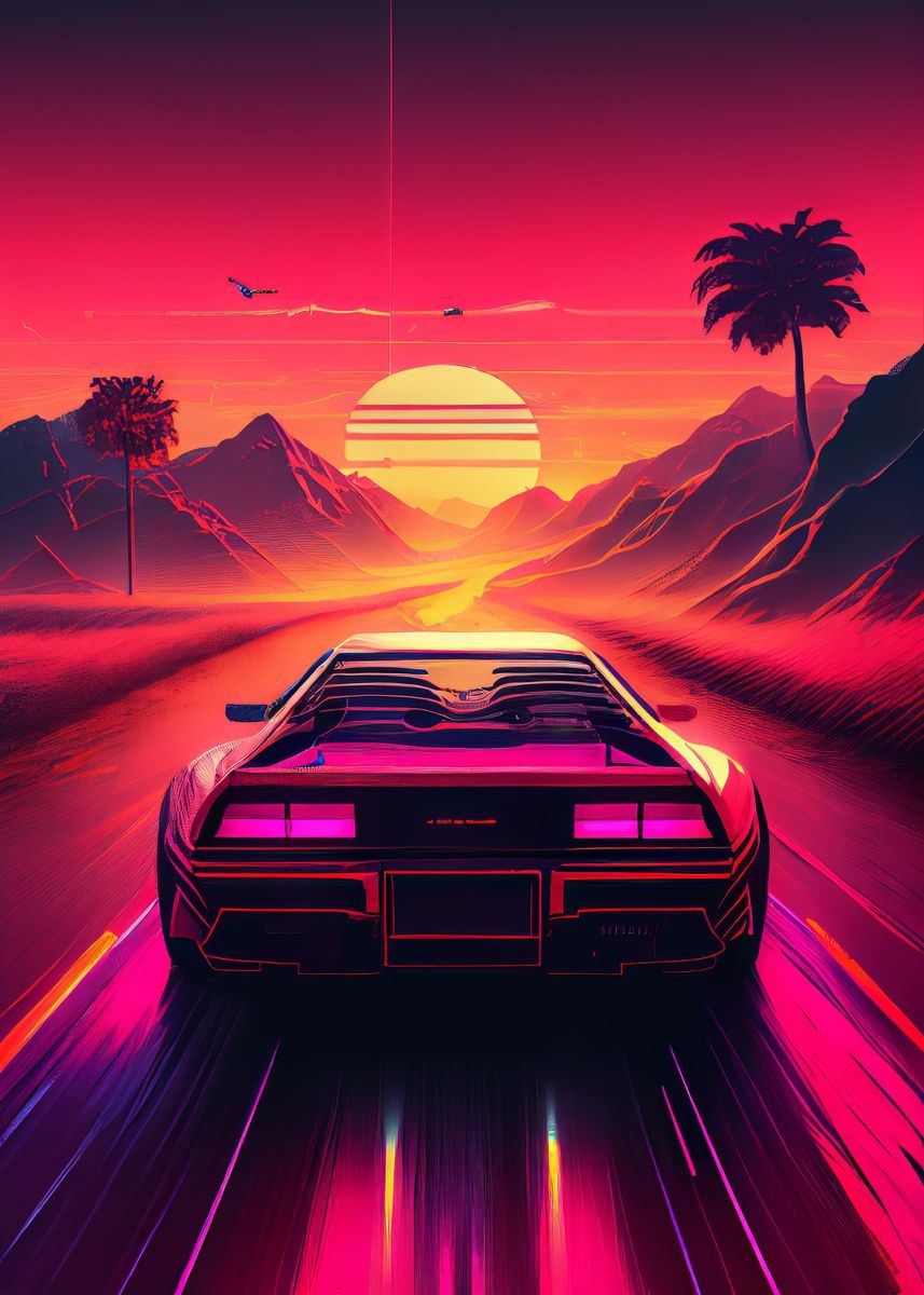 'Inspired by Outrun 8' Poster, picture, metal print, paint by Scott ...