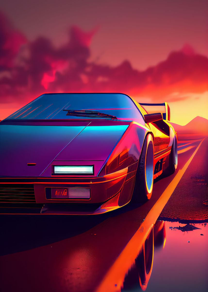 'Inspired by Outrun 1' Poster, picture, metal print, paint by Scott ...