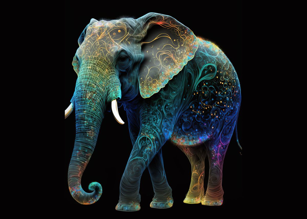 'Neon elephant ' Poster by Ahmet Thorpe | Displate