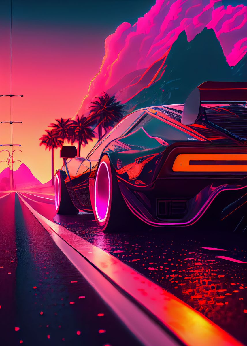 'Inspired by Outrun 7' Poster, picture, metal print, paint by Scott ...