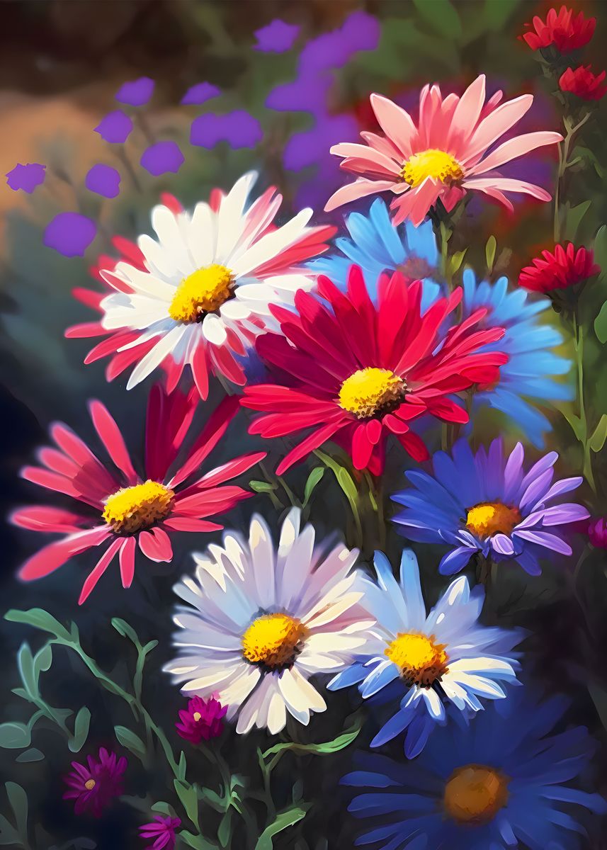 'Flowers Mom Mother Aster' Poster, picture, metal print, paint by ...