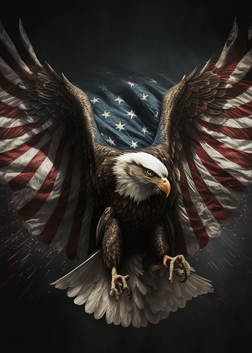 'Eagle American Flag' Poster, picture, metal print, paint by Chloe ...