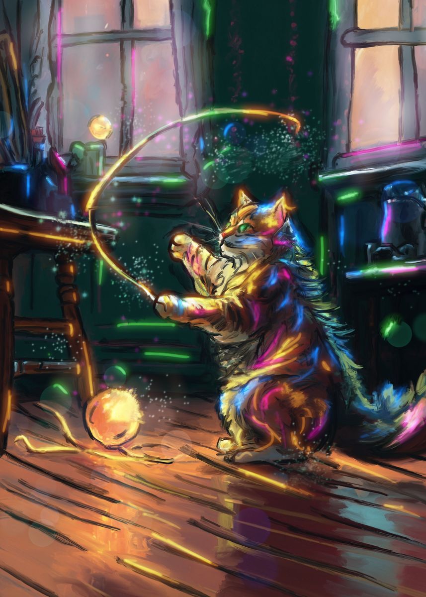 'Catnip Illusions' Poster, picture, metal print, paint by Charles ...