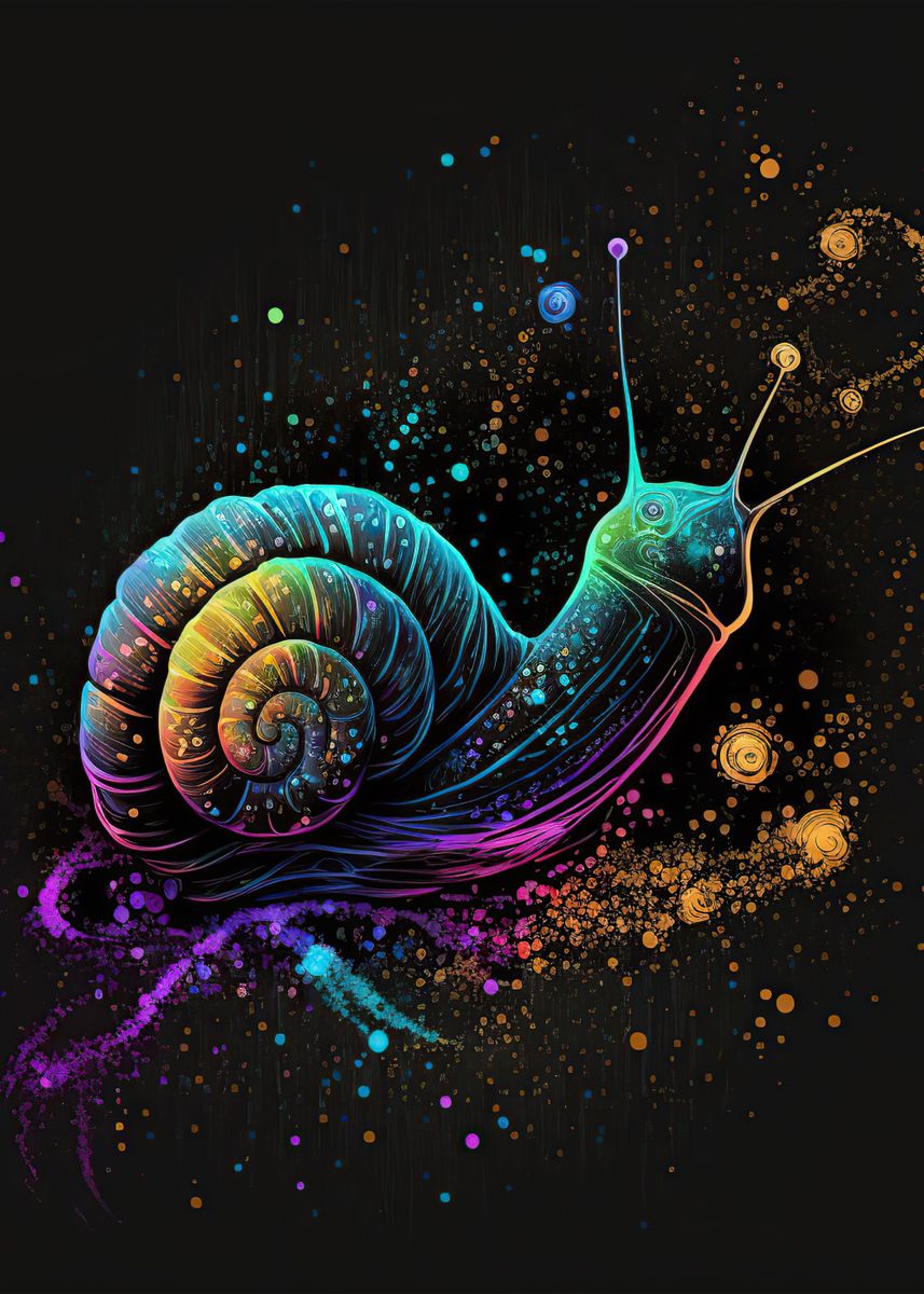 'Snail neon' Poster by Sohail Rees | Displate